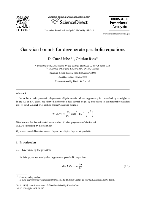 Pdf Gaussian Bounds For Degenerate Parabolic Equations