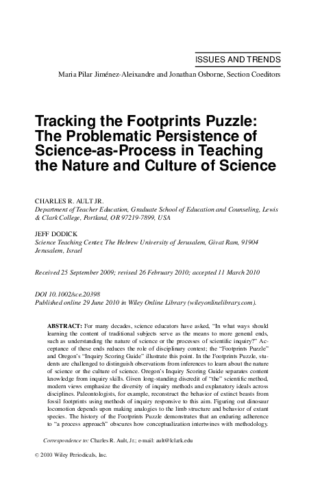 (PDF) Tracking the Footprints Puzzle: The problematic persistence of ...
