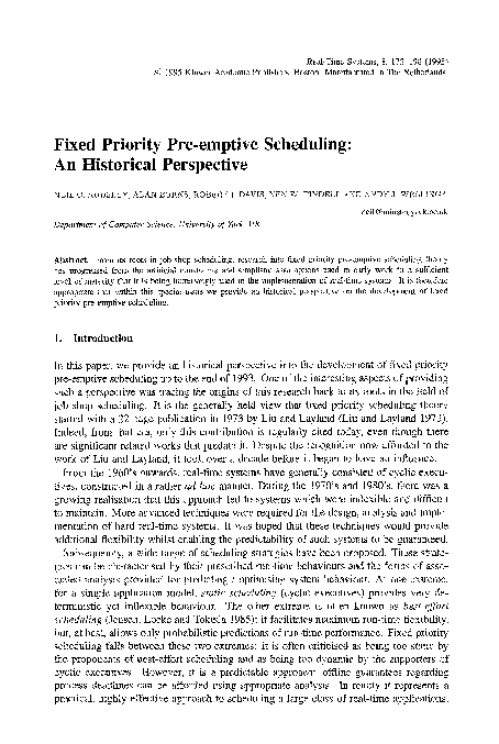 (PDF) Fixed Priority Pre-emptive Scheduling: An Historical Perspective