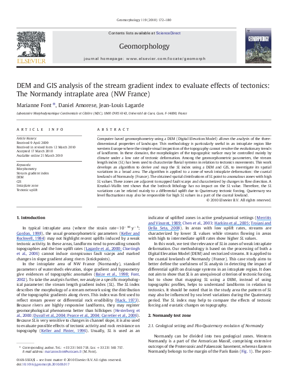 Pdf Stream Length Gradient Index Processing From Dem Using Gis River Cases From Normandy