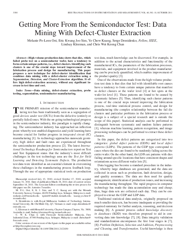 (PDF) Getting More From the Semiconductor Test: Data Mining With Defect ...