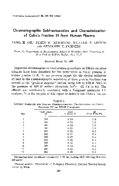 (PDF) Chromatographic subfractionation and characterization of Cohn's ...