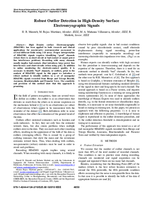 (PDF) Outlier detection in high-density surface electromyographic signals
