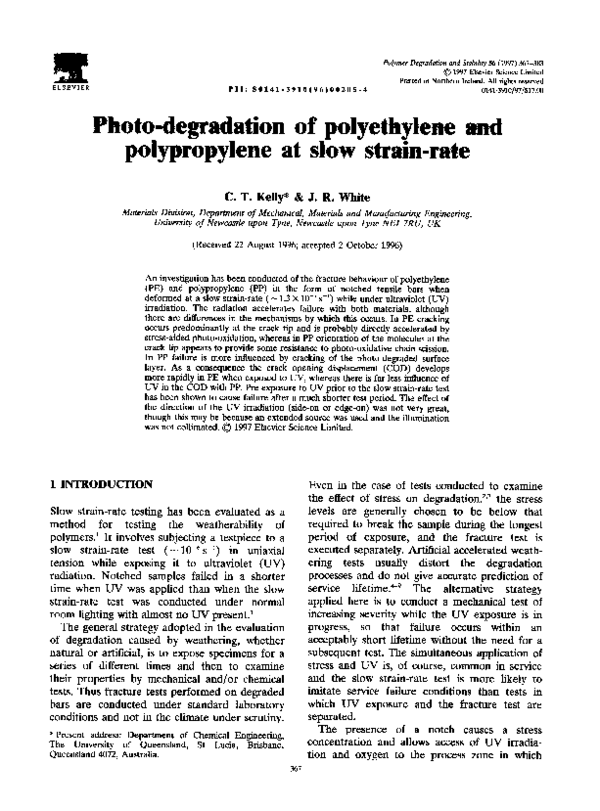 (PDF) Photo-degradation of polyethylene and polypropylene at slow ...