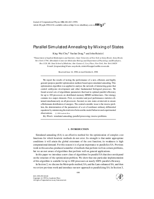 (PDF) Parallel Simulated Annealing by Mixing of States