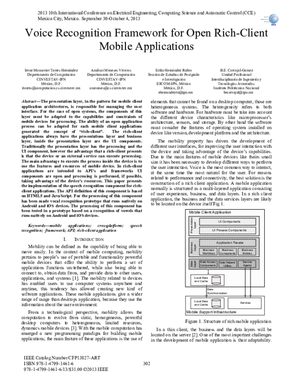 (PDF) Voice recognition framework for open rich-client mobile applications