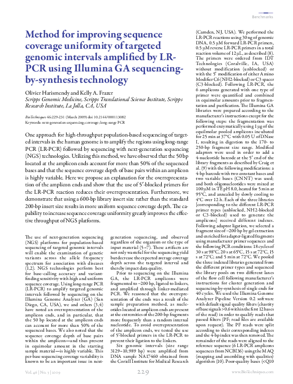 Pdf Method For Improving Sequence Coverage Uniformity Of Targeted