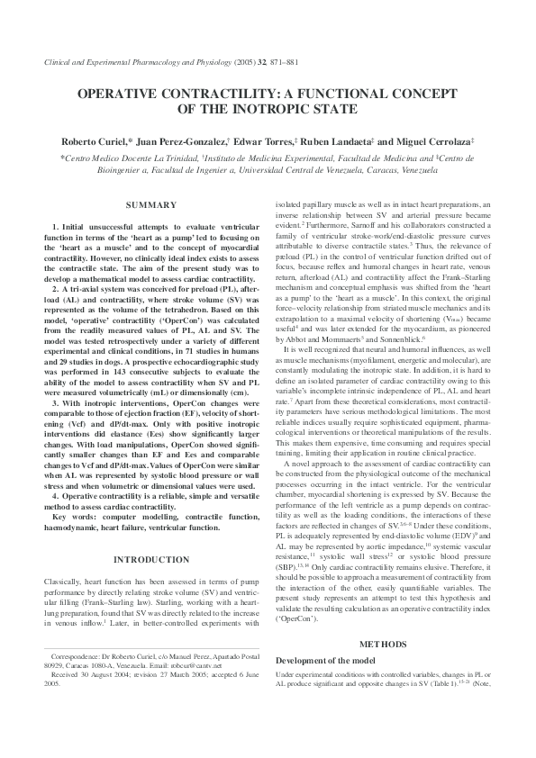 (PDF) Operative contractility: A functional concept of the inotropic state