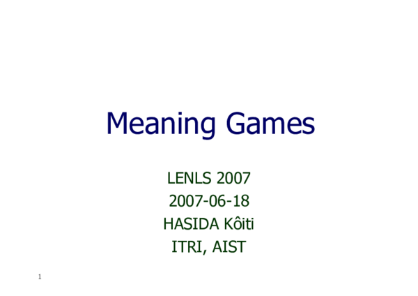 (PDF) Meaning Games
