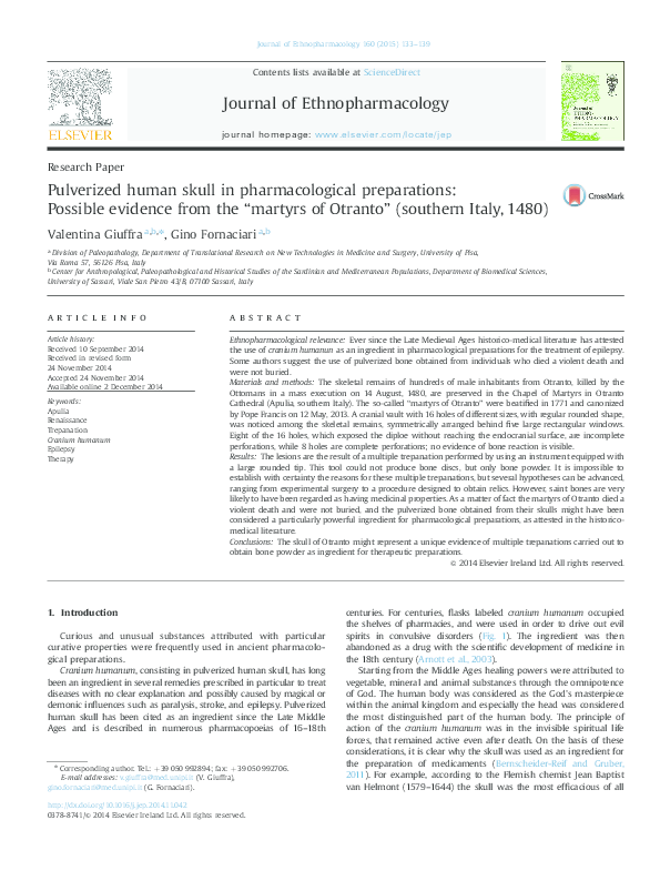 (PDF) Pulverized human skull in pharmacological preparations: Possible ...
