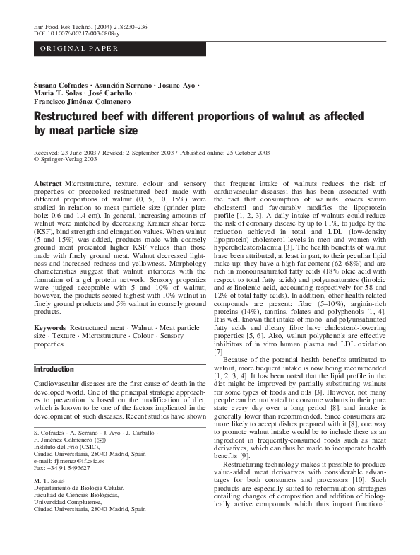 (PDF) Restructured beef with different proportions of walnut as ...