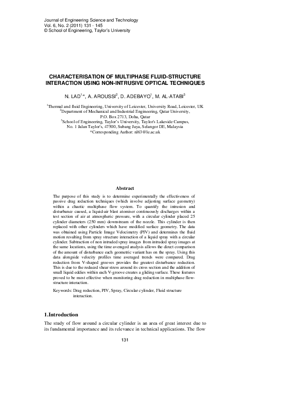 (PDF) Characterisation of Multiphase Fluid-Structure Interaction Using Non-Intrusive Optical ...