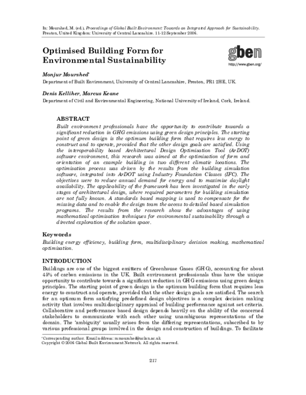 (PDF) Optimised Building Form for Environmental Sustainability