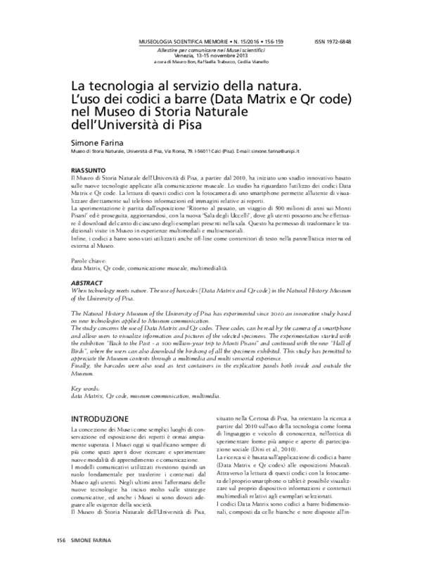(PDF) La tecnologia al servizio della natura. L’uso dei codici a barre ...