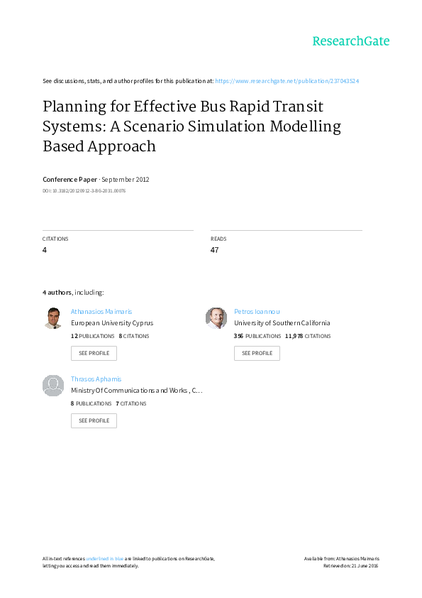 (PDF) Planning for Effective Bus Rapid Transit Systems: A Scenario ...
