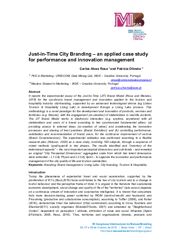 (PDF) Just-in-Time City Branding – an applied case study for ...