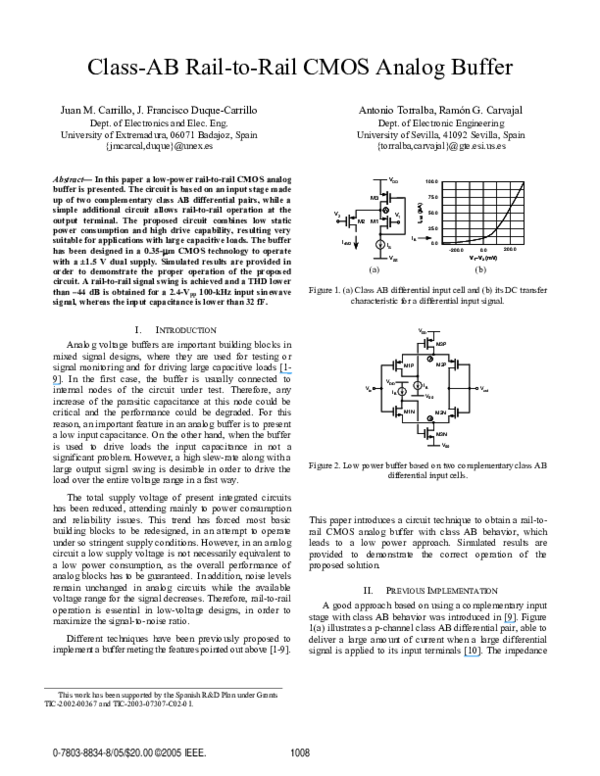(PDF) Class-AB Rail-to-Rail CMOS Analog Buffer