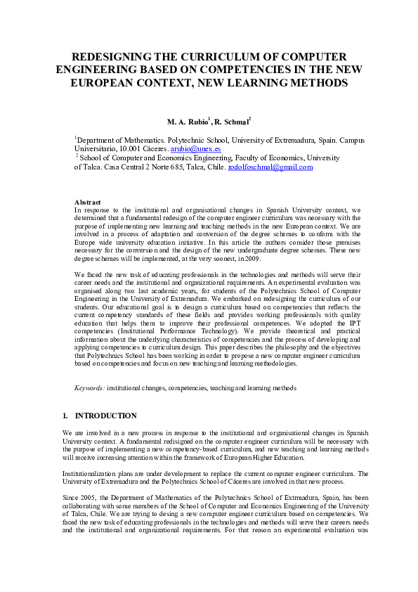 (PDF) Redesigning the Curriculum of Computer Engineering Based on ...