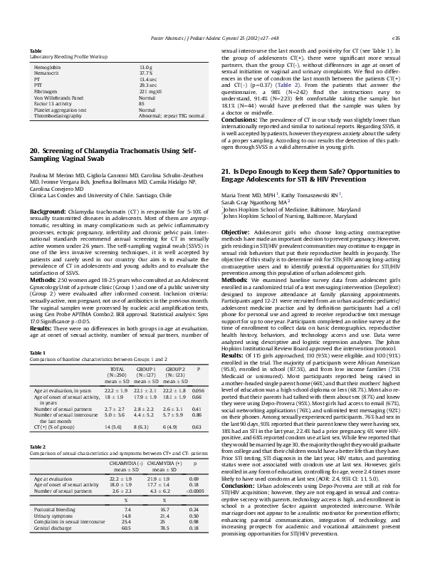 (PDF) Screening of Chlamydia Trachomatis Using Self-Sampling Vaginal Swab