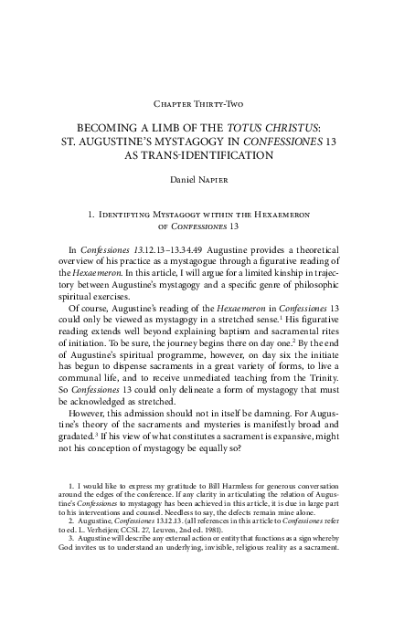 (PDF) BECOMING A LIMB OF THE TOTUS CHRISTUS: ST. AUGUSTINE'S MYSTAGOGY ...