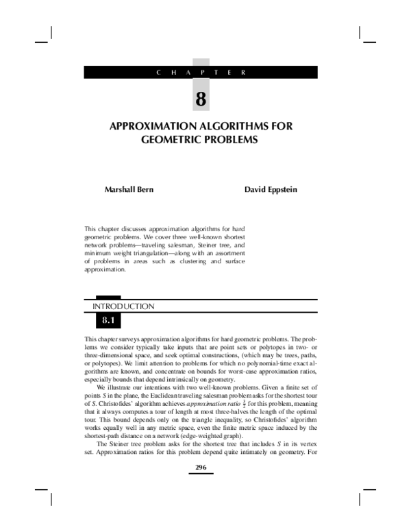 Pdf Approximation Algorithms For Geometric Problems