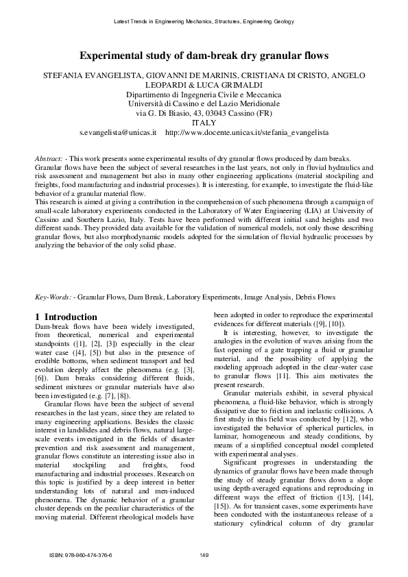 (PDF) Experimental study of dam-break dry granular flows
