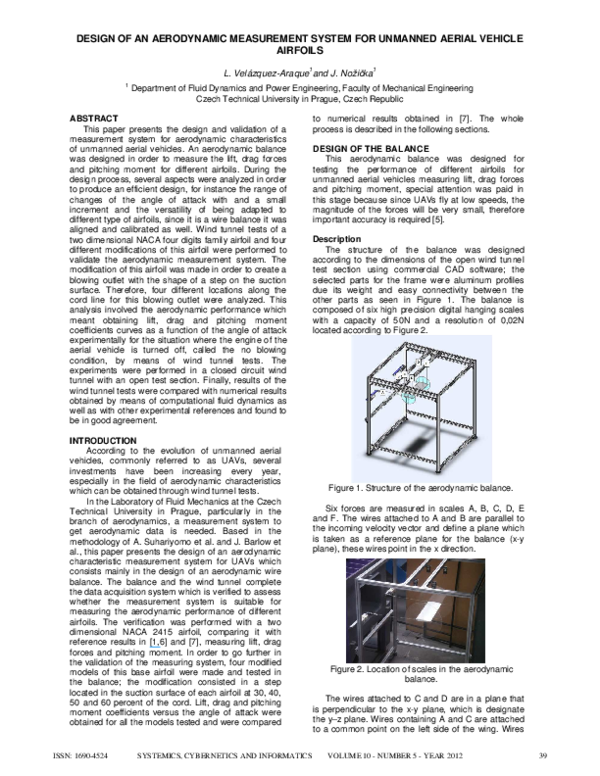 (PDF) Design of an Aerodynamic Measurement System for Unmanned Aerial ...