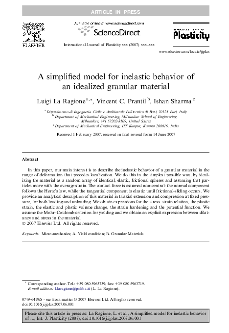 (PDF) Development and application of constitutive model for simulation of mechanical behavior of ...