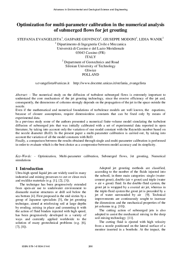 Pdf Optimization For Multi Parameter Calibration In The Numerical Analysis Of Submerged Flows