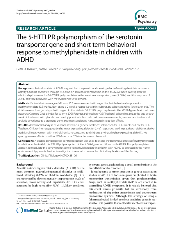 (PDF) The 5-HTTLPR polymorphism of the serotonin transporter gene and ...