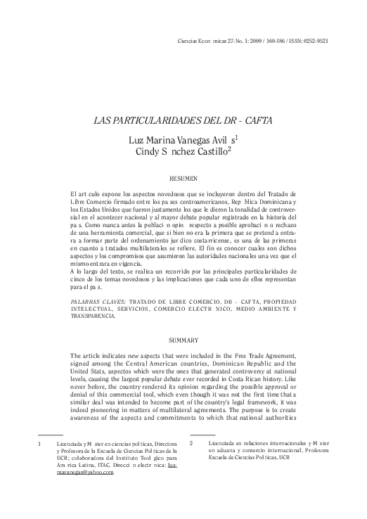 (PDF) Las particularidades del DR - CAFTA