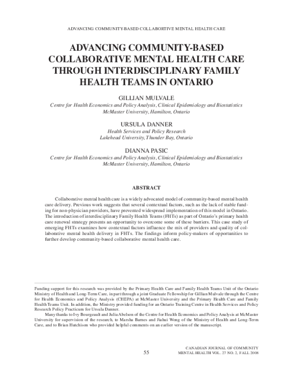 (PDF) Advancing Community-Based Collaborative Mental Health Care ...