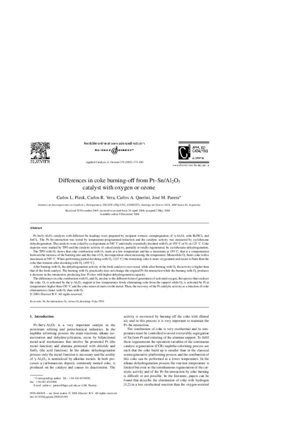 (PDF) Differences in coke burning-off from Pt–Sn/Al2O3 catalyst with oxygen or ozone