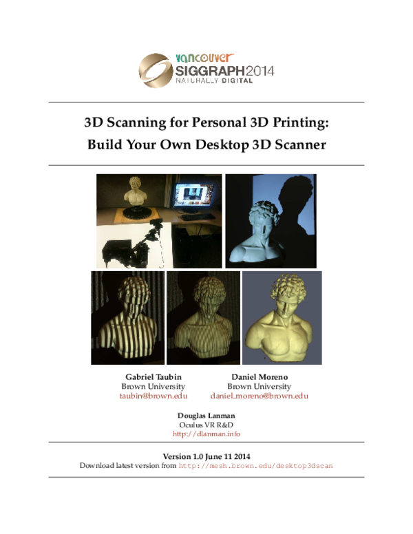 (PDF) 3D scanning for personal 3D printing