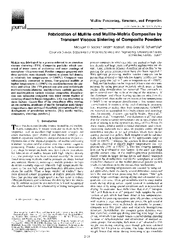 (PDF) Fabrication of Mullite and Mullite-Matrix Composites by Transient ...