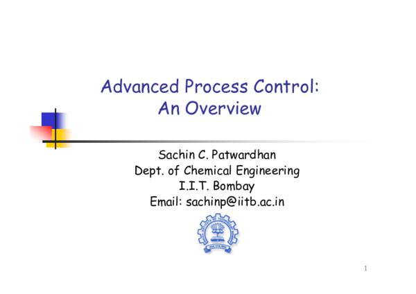 (PDF) Advanced Process Control: An Overview