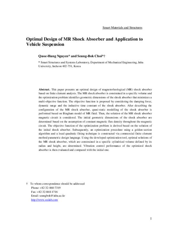 (PDF) Optimal design of MR shock absorber and application to vehicle ...