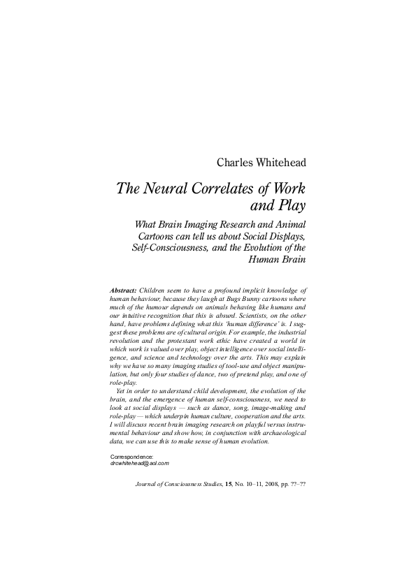 (PDF) The Neural Correlates of Work and Play: What Brain Imaging ...