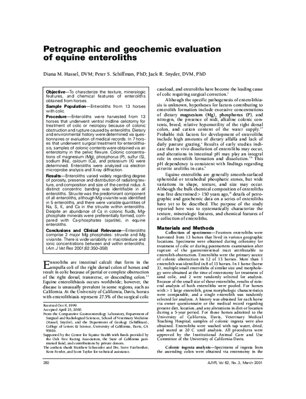 (PDF) Petrographic and geochemic evaluation of equine enteroliths