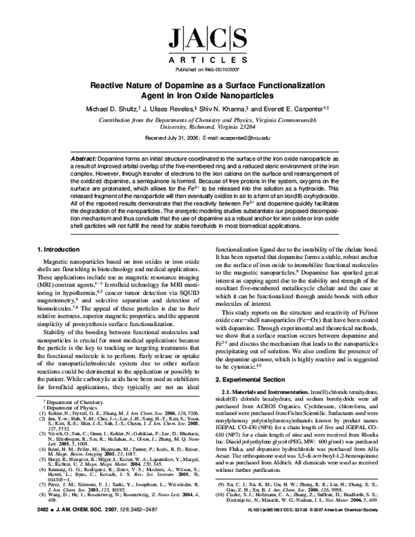 (PDF) Reactive Nature of Dopamine as a Surface Functionalization Agent ...