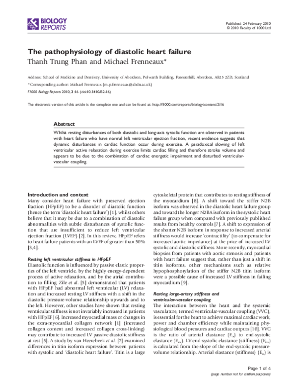 (PDF) The pathophysiology of diastolic heart failure
