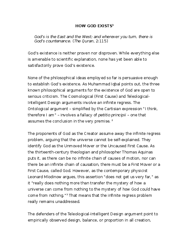 (DOC) HOW GOD EXISTS | Abdur Rab - Academia.edu