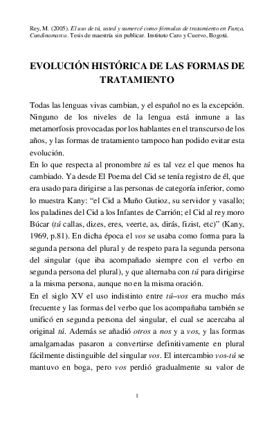 (PDF) Evolución Histórica de las Formas de Tratamiento