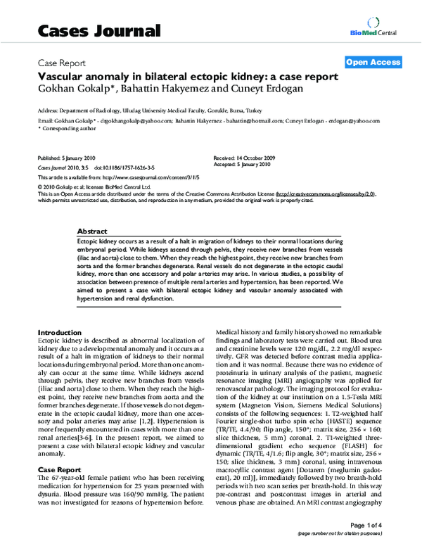 (PDF) Ectopic bilobar non-rotated left kidney: a case report | Dr ...