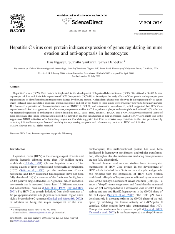 (PDF) Hepatitis C virus core protein induces expression of genes ...
