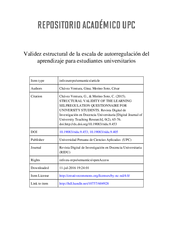 (PDF) Validez estructural de la escala de autorregulación del ...