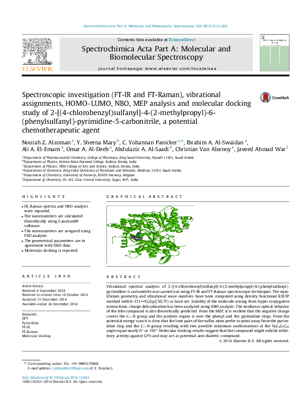 (PDF) Spectroscopic investigation (FT-IR and FT-Raman), vibrational assignments, HOMO-LUMO, NBO ...