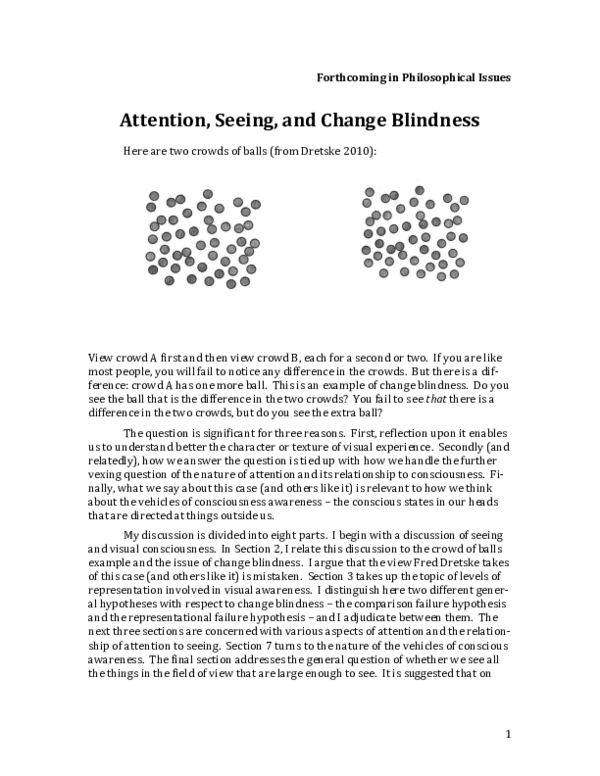 (PDF) Attention, Seeing, and Change Blindness