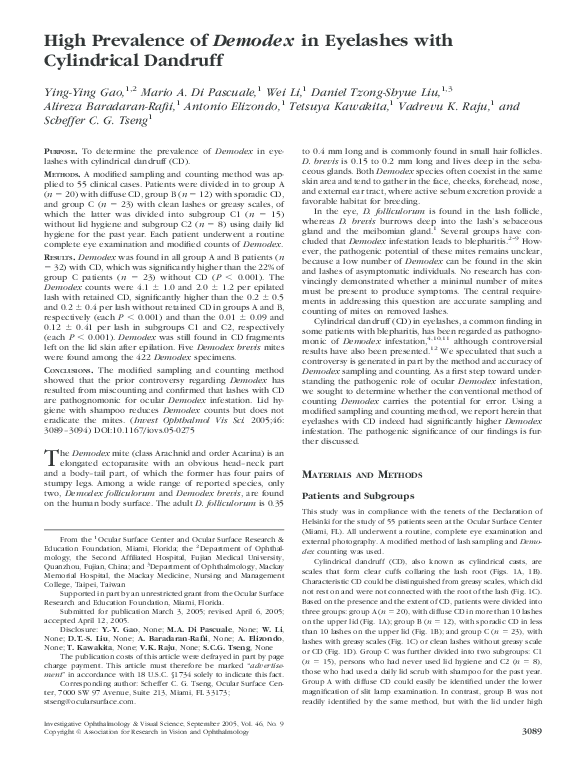 (PDF) High prevalence of Demodex spp. infestation among patients with ...