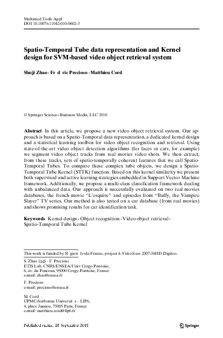 (PDF) Spatio-Temporal Tube data representation and Kernel design for SVM-based video object ...